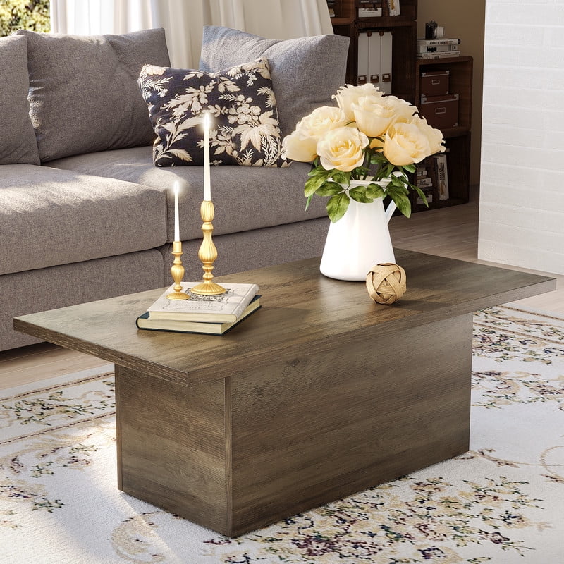 Vipbear 47.25-Inch Large Square Coffee Table，Wood Farmhouse Coffee ...