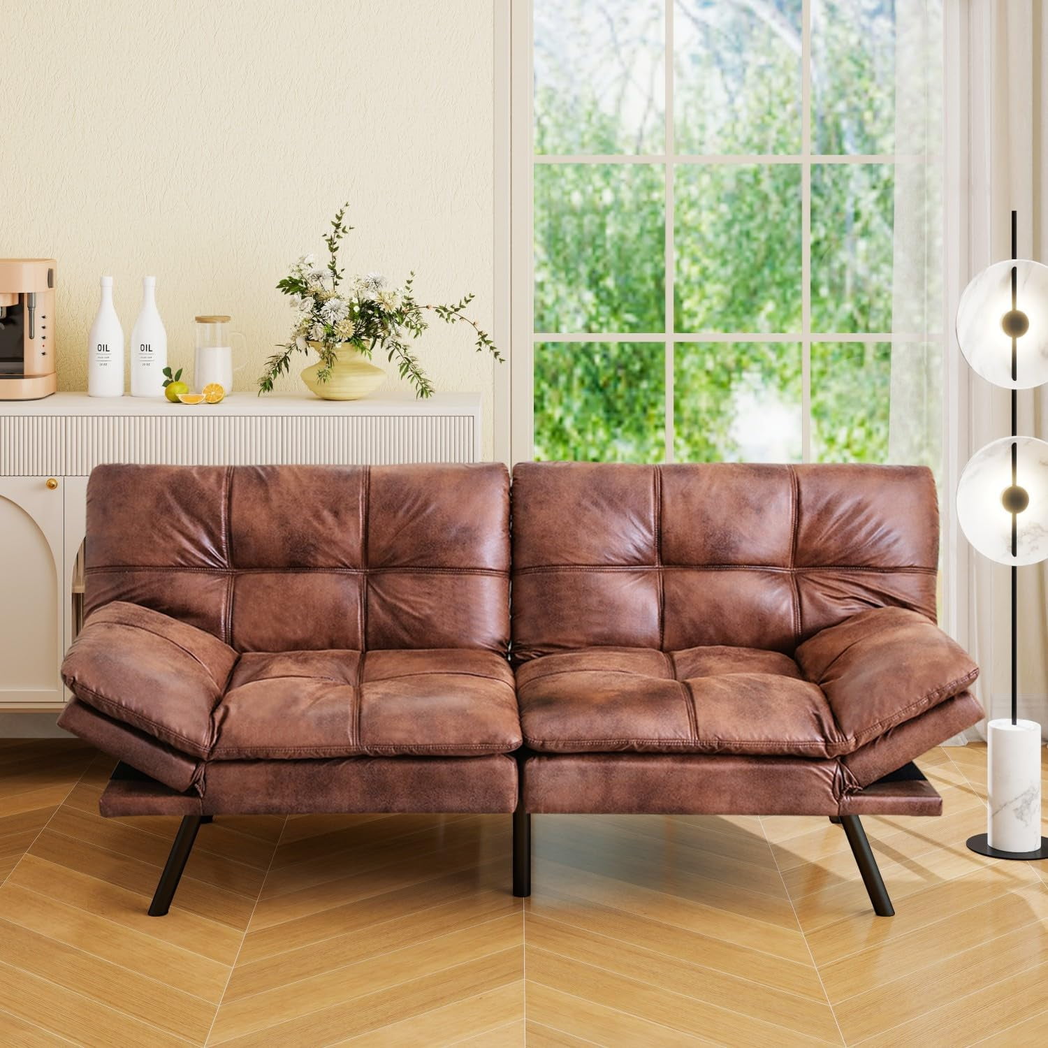 Vipbear 71" Futon Sofa Bed - Convertible Sofa Beds/Adjustable Backrest ...