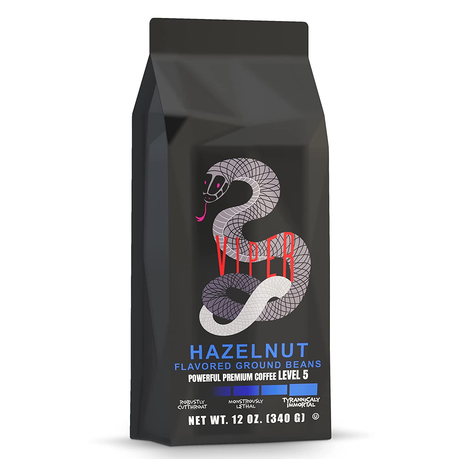Viper Hazelnut Ground Coffee – Extra High Caffeine Coffee – All-Natural ...