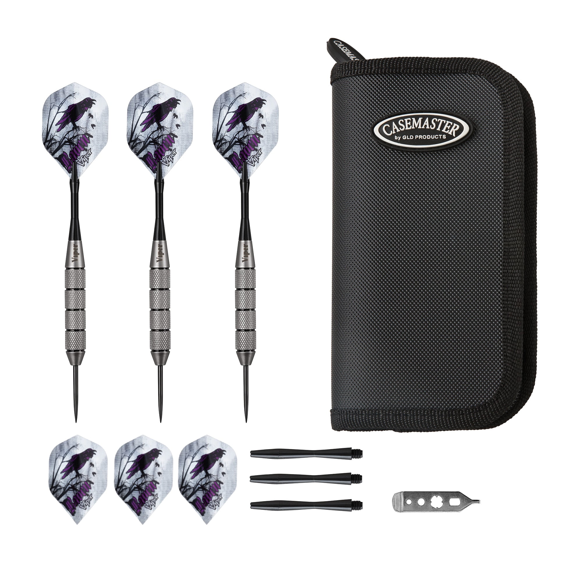 Viper Raven 25 Gram Steel Tip Darts & Casemaster Deluxe Black Dart Case ...