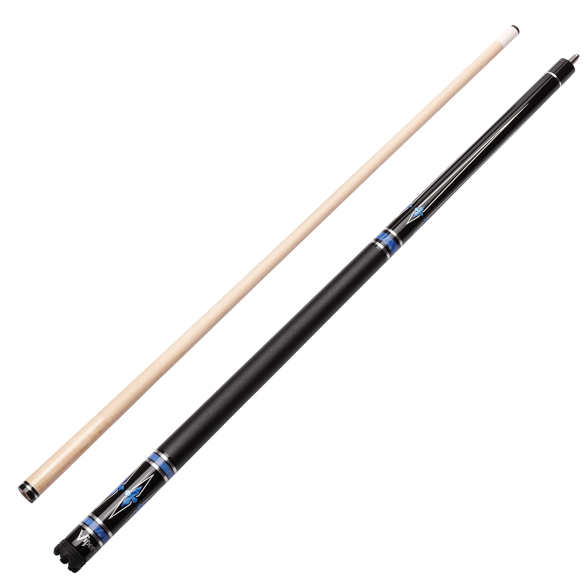 Viper Sinister 58" Billiard/Pool Cue, 2 Piece, Black and Blue, 20 Ounce ...