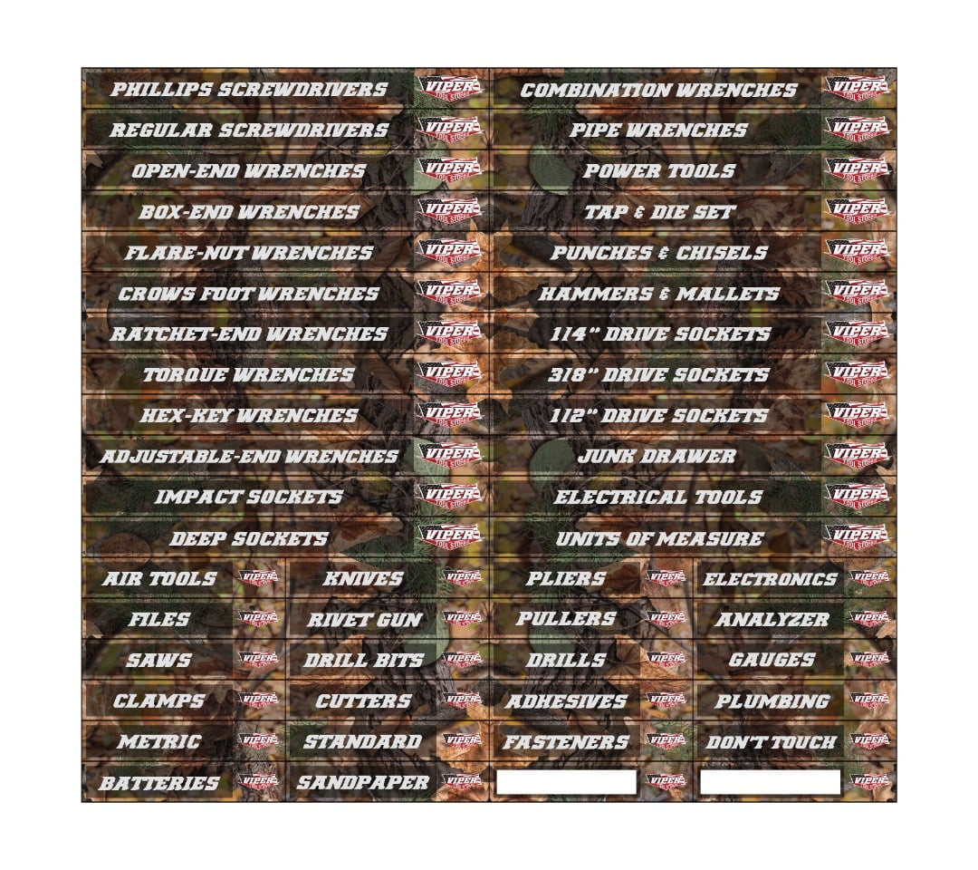 Viper Tool Storage VMLMOSSPP Magnetic Toolbox Labels, Pre-Printed ...