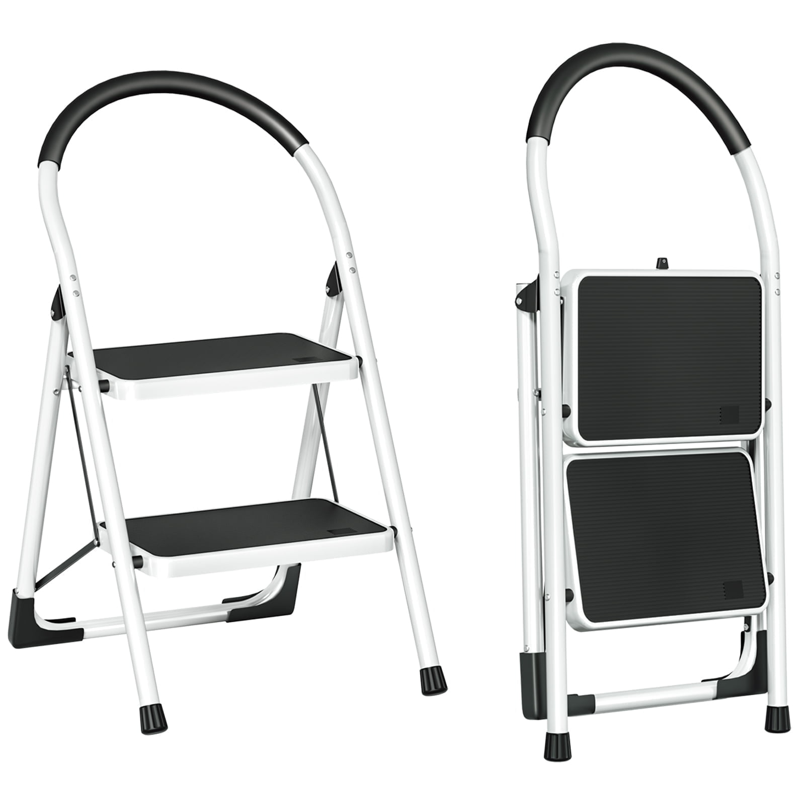 Vipsafe Step Ladder 2 Step Foldable Steel Steep Stool with Non-Slip ...