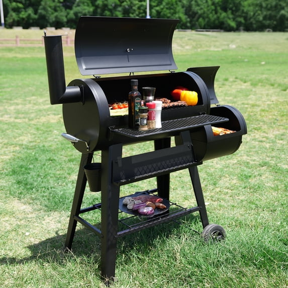 KingChii Heavy Duty Charcoal Grills with Charcoal Wood Offset Smokers ...