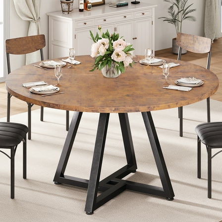 Uptown Club 55" Round Pedestal Metal Dining Table with Glass Top in ...