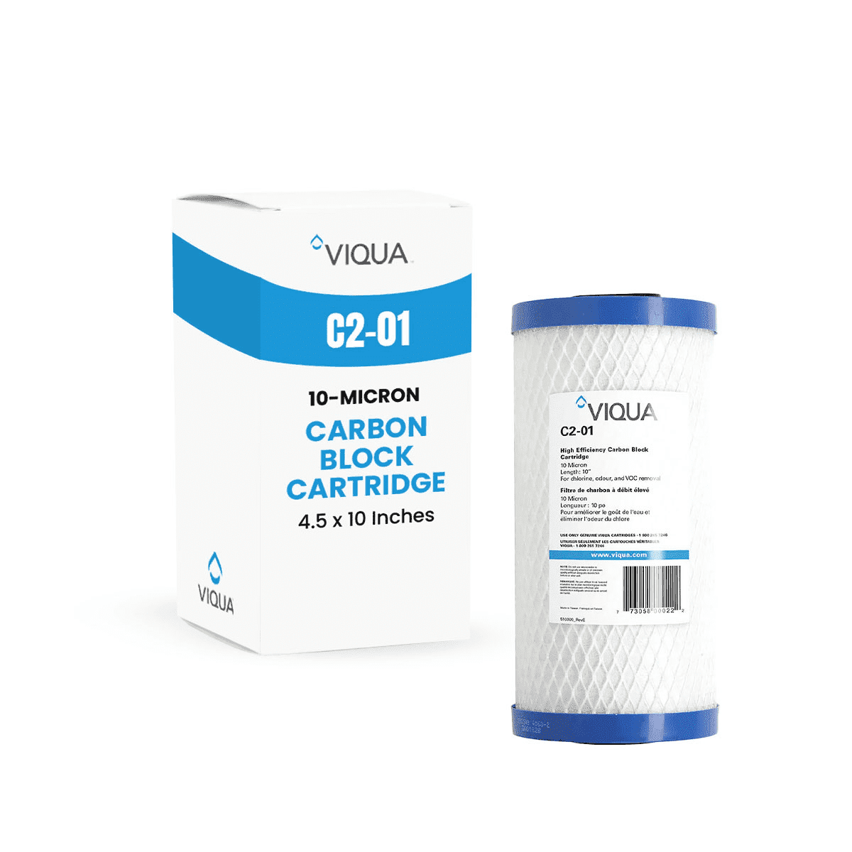 Viqua C2-01 Carbon Block Filter, 10 x 4.5 In, 10 Micron, NSF Certified ...