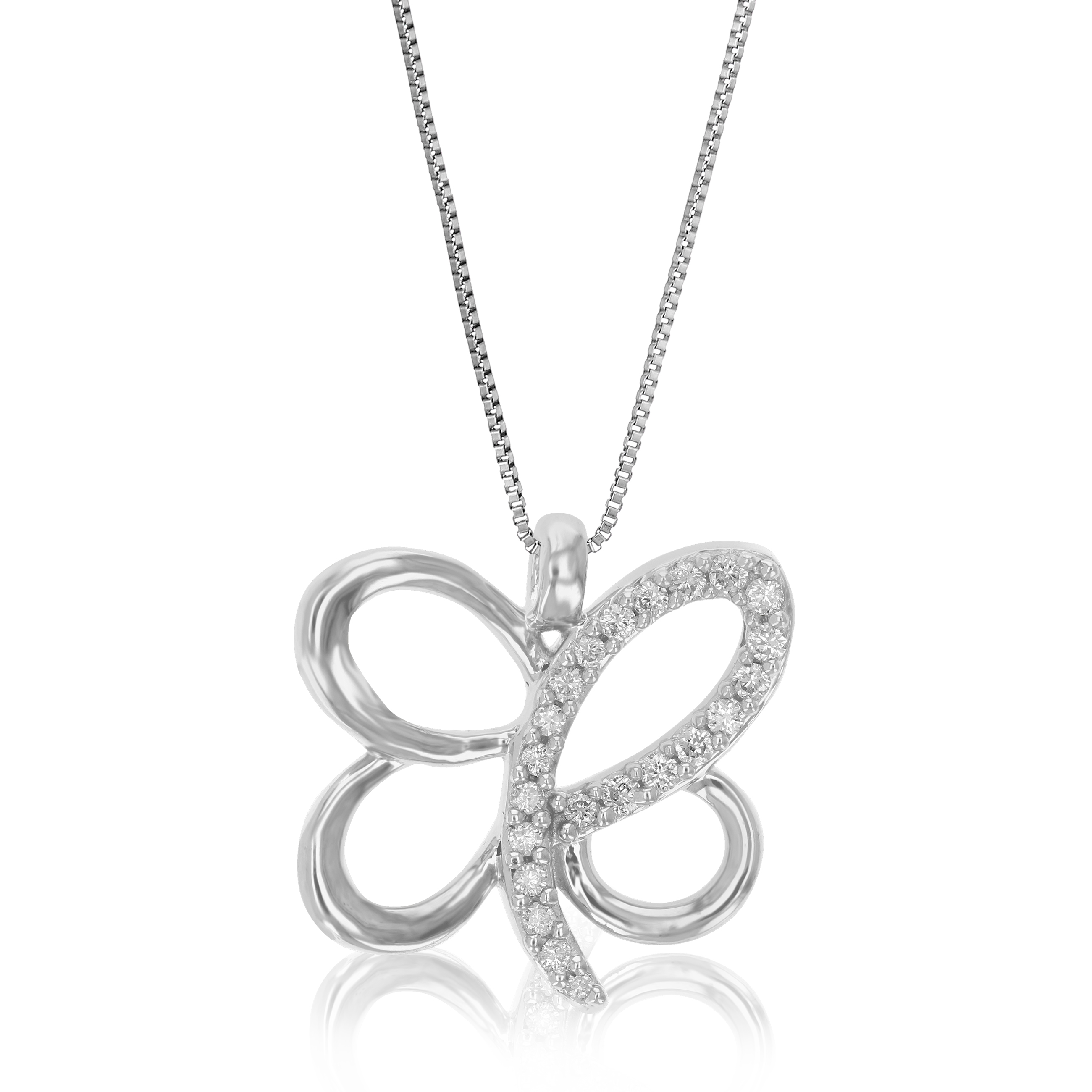 Vir Jewels 1/10 CTTW Lab Grown Diamond Butterfly Pendant Necklace .925 ...