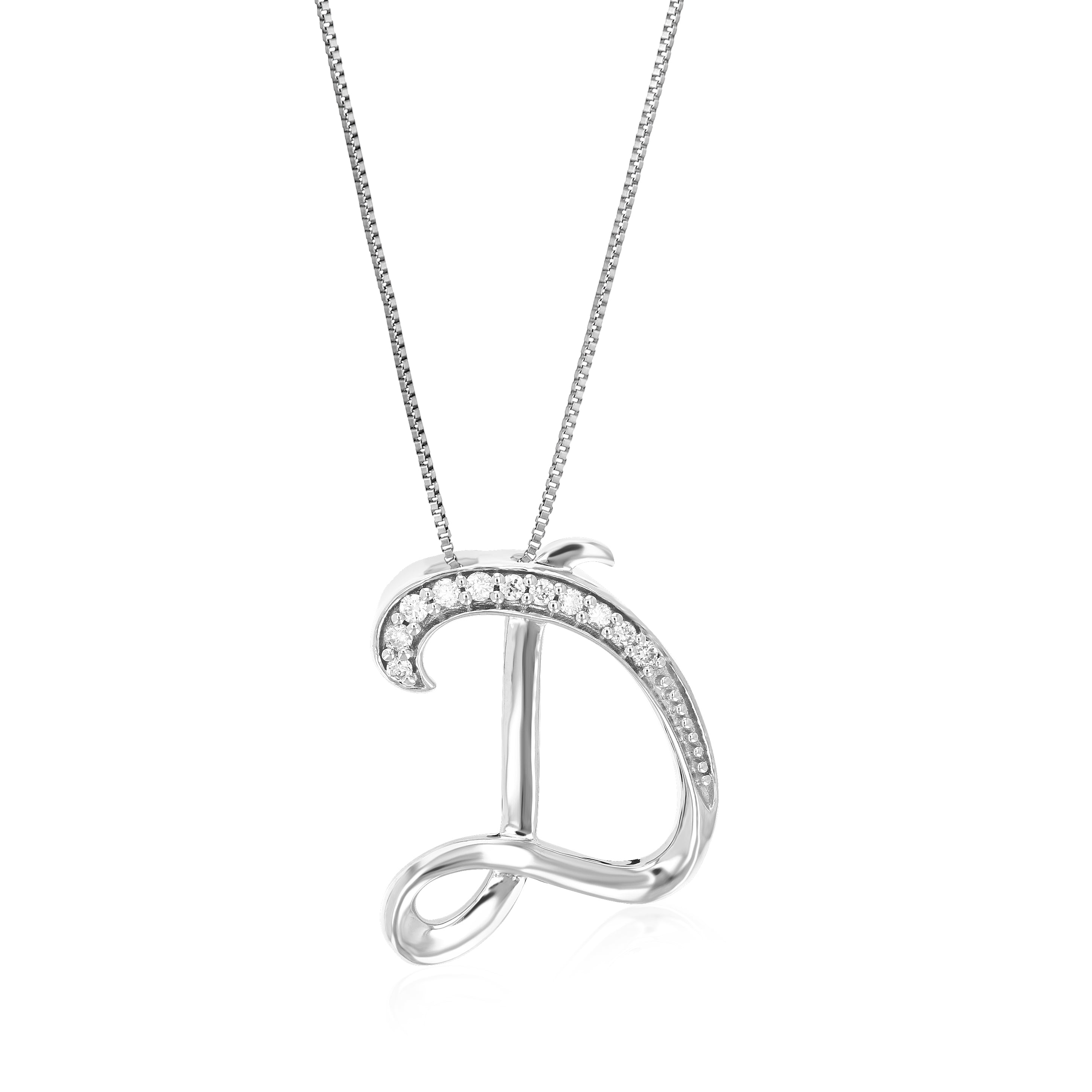 Vir Jewels 1/12 CTTW Lab Grown Diamond Letter D Pendant Necklace .925 ...