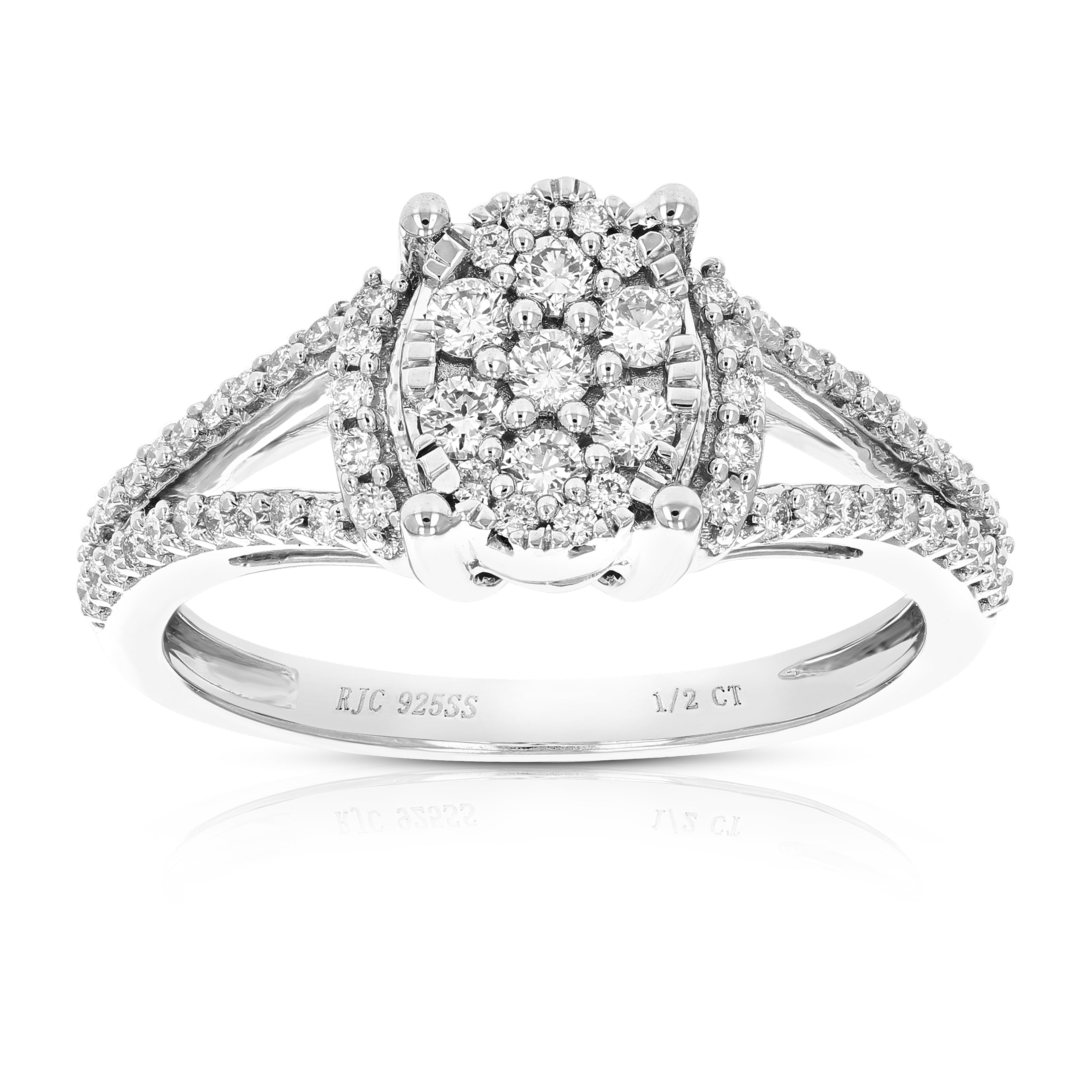 Vir Jewels 1/2 CTTW Lab Grown Diamond Engagement Ring in Sterling ...