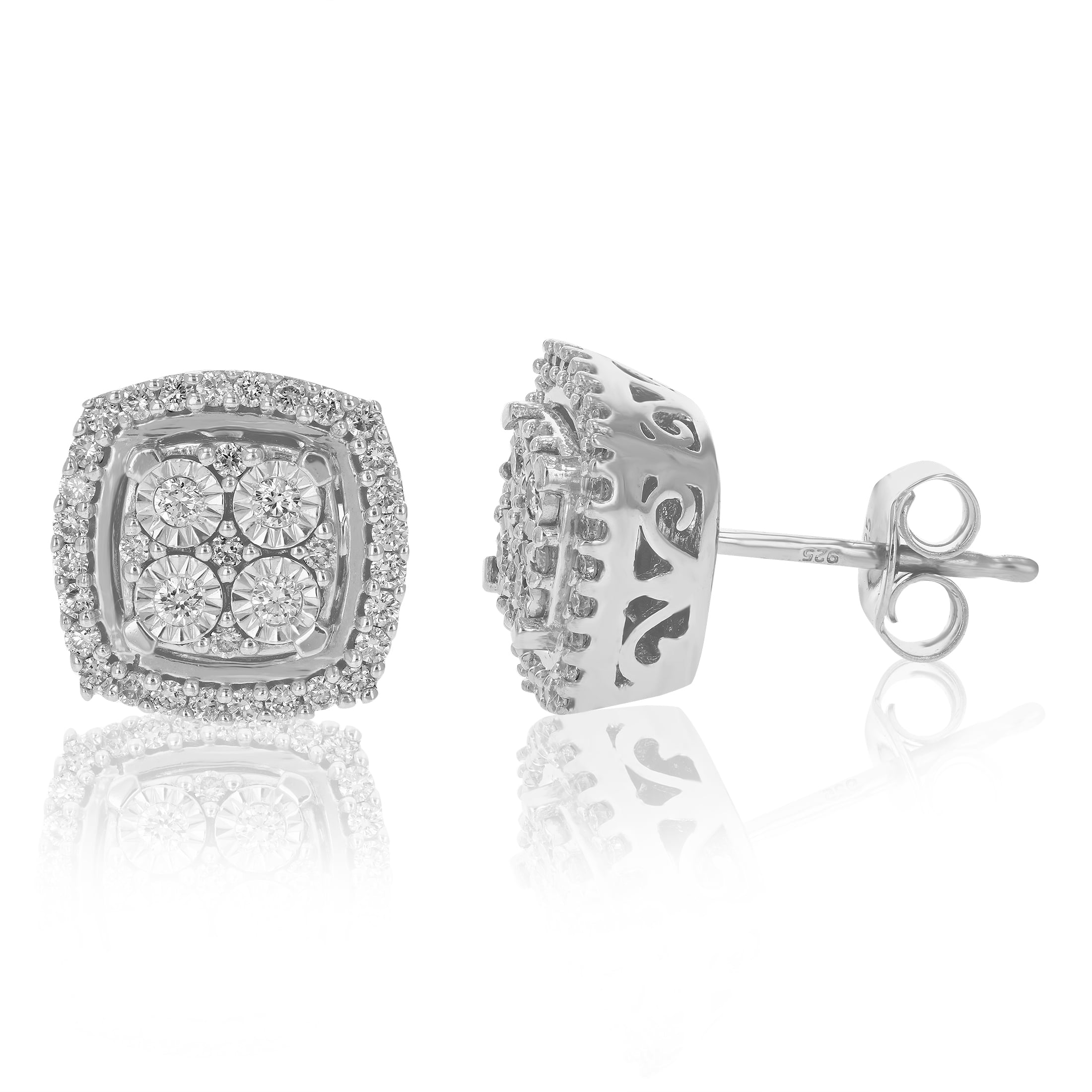 Vir Jewels 1/2 CTTW Lab Grown Diamond Composite Earrings in Sterling ...