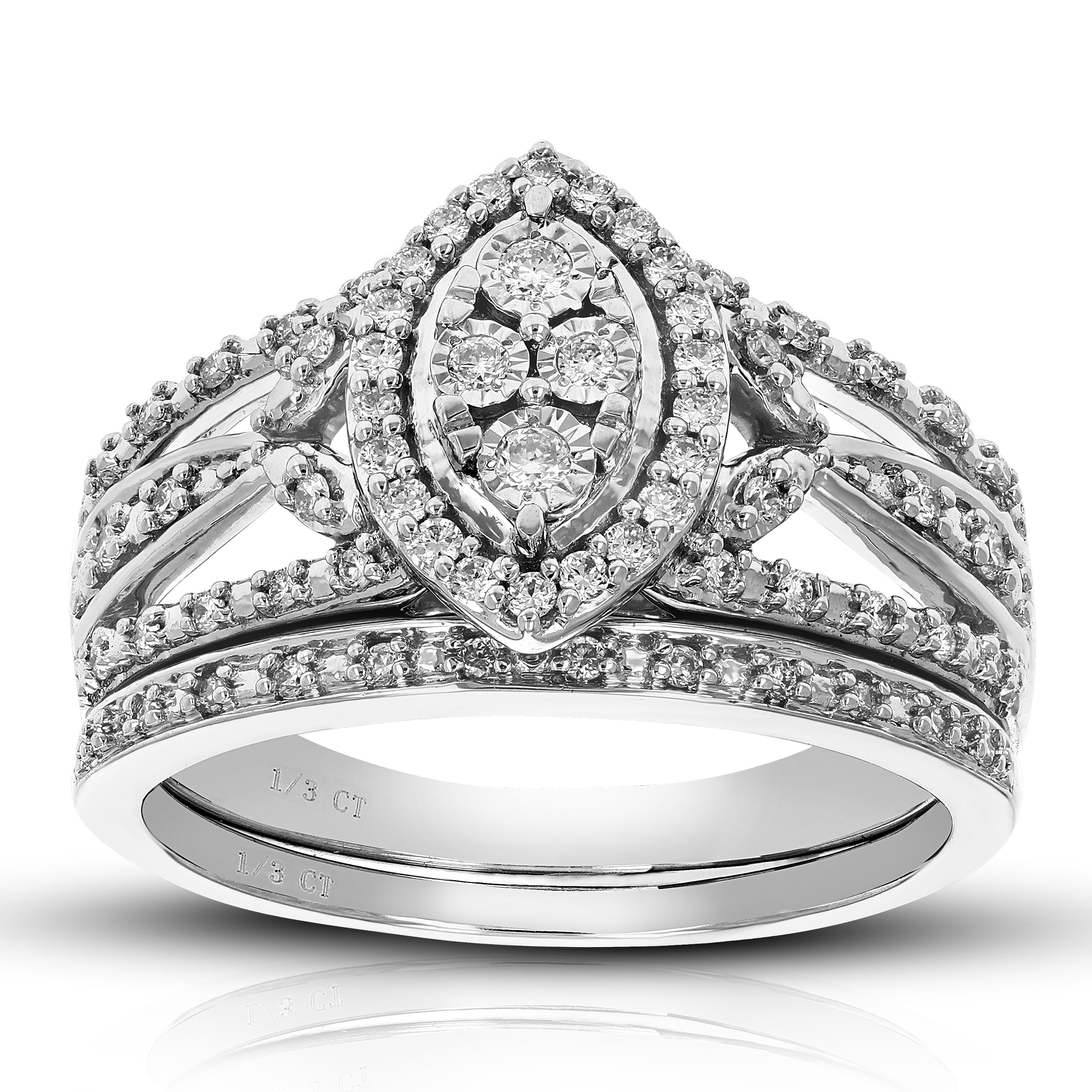 Vir Jewels 1/3 CTTW Lab Grown Diamond Wedding Bridal Set Sterling ...