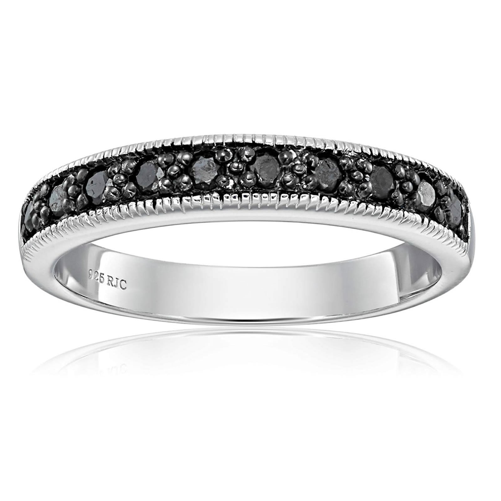 Vir Jewels 1/4 CTTW Black Diamond Wedding Band for with Milgrain .925 ...