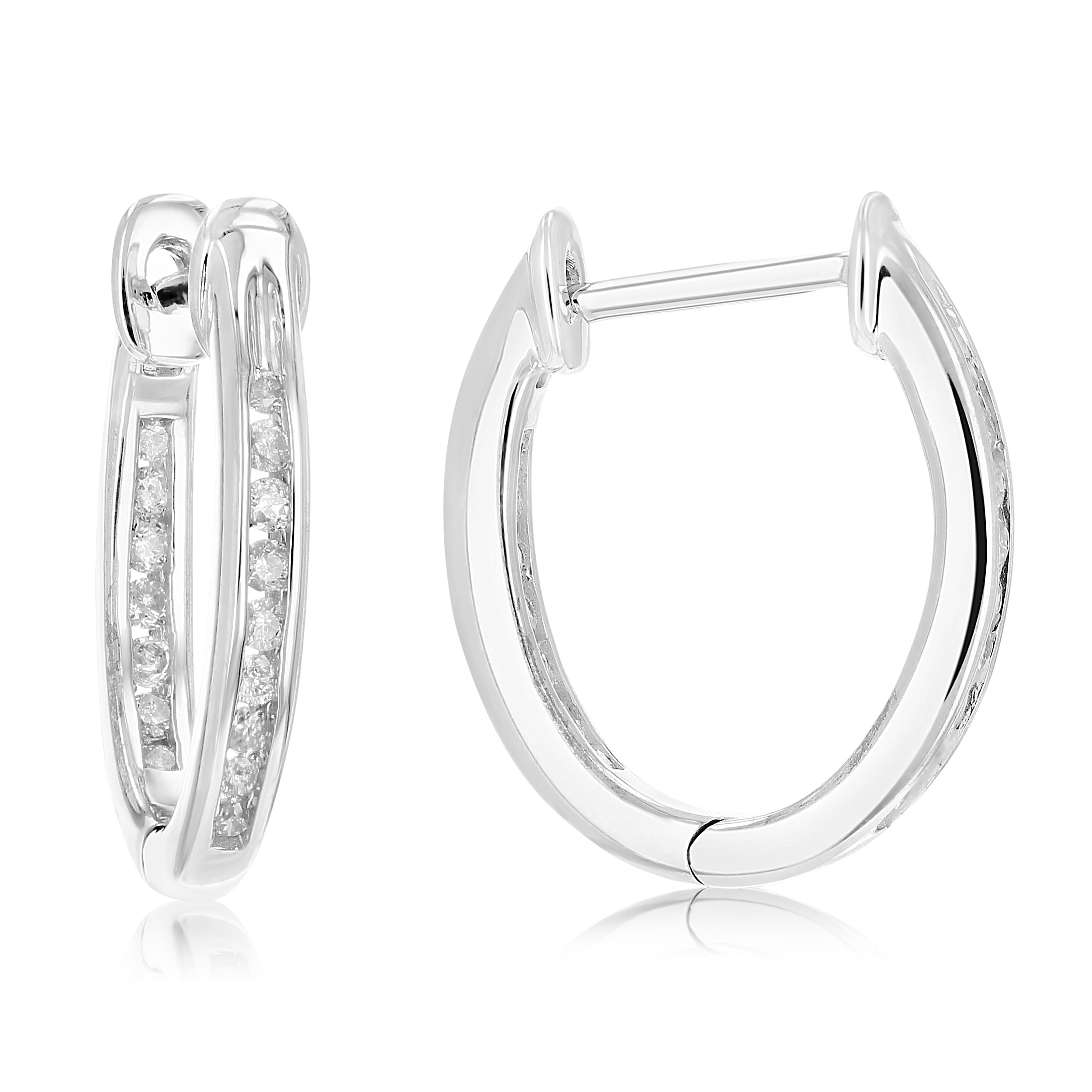 Vir Jewels 1/4 CTTW Diamond Hoop Earrings for Women .925 Sterling ...