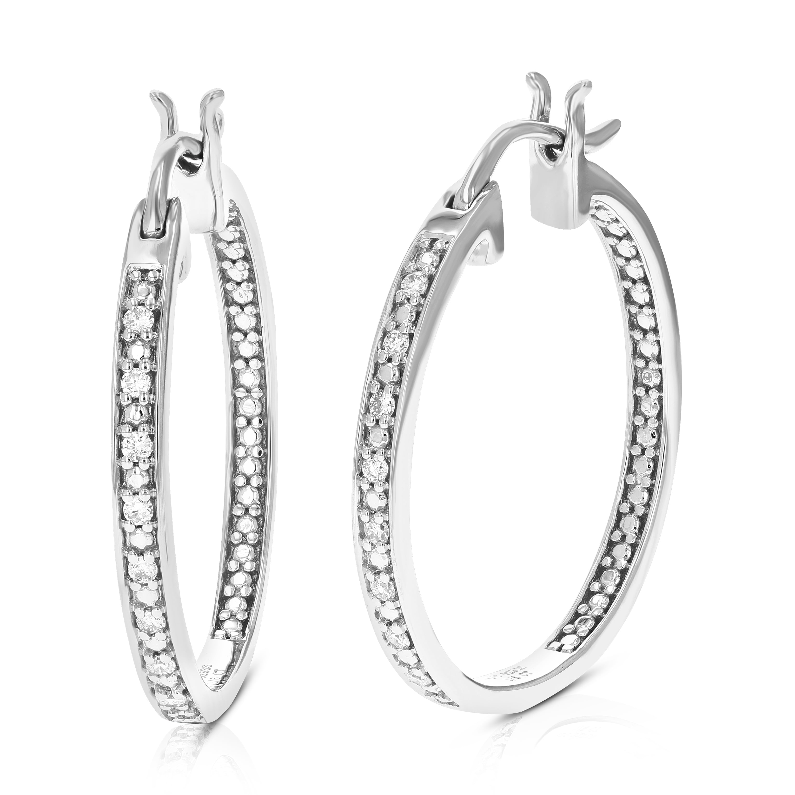 Vir Jewels 1/6 CTTW Lab Grown Diamond Hoop Earrings 925 Sterling Silver ...
