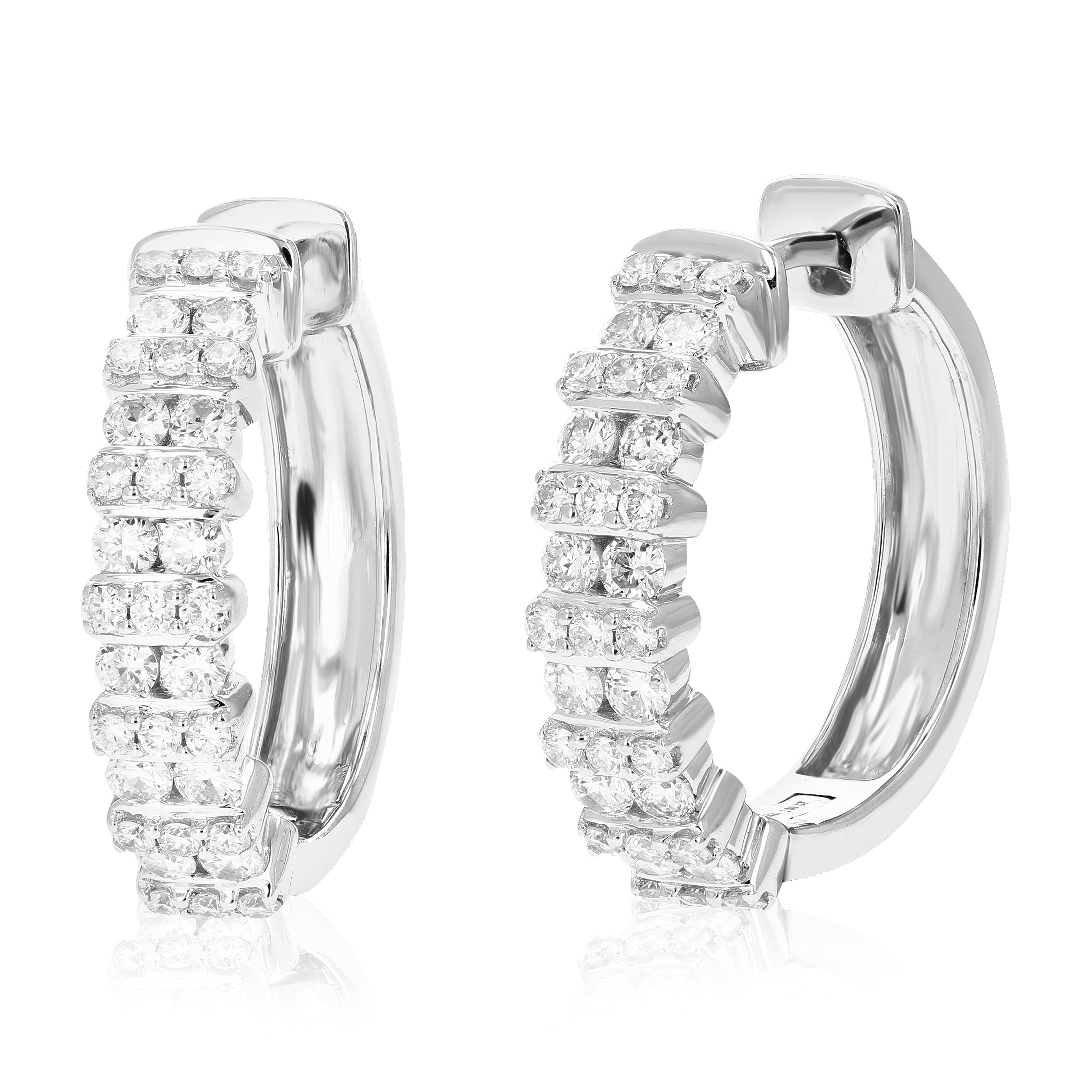Vir Jewels 1 CTTW Lab Grown Diamond Hoops Earrings in Sterling Silver ...