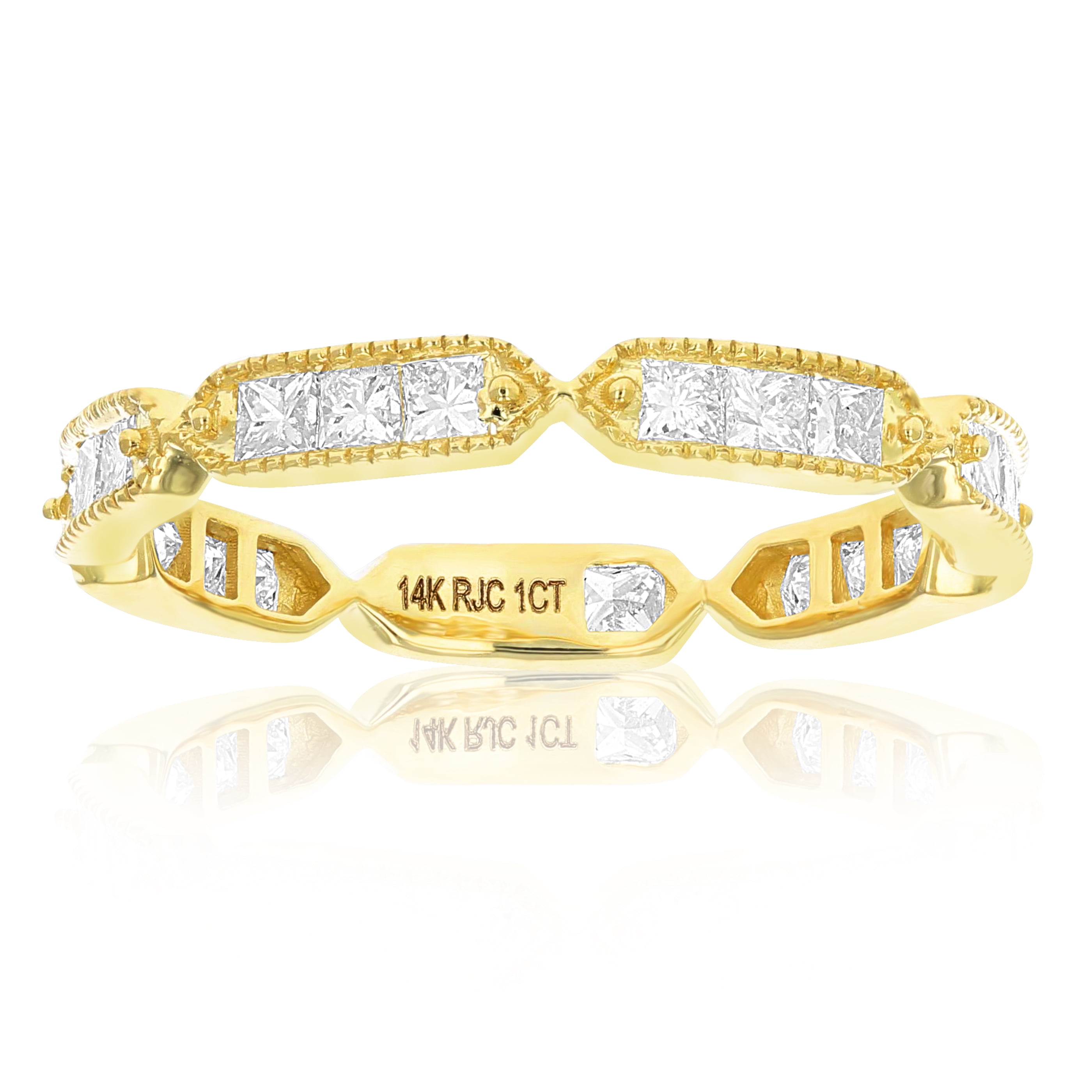 Vir Jewels 1 CTTW Princess Diamond Eternity Wedding Band Milgrain 14K ...