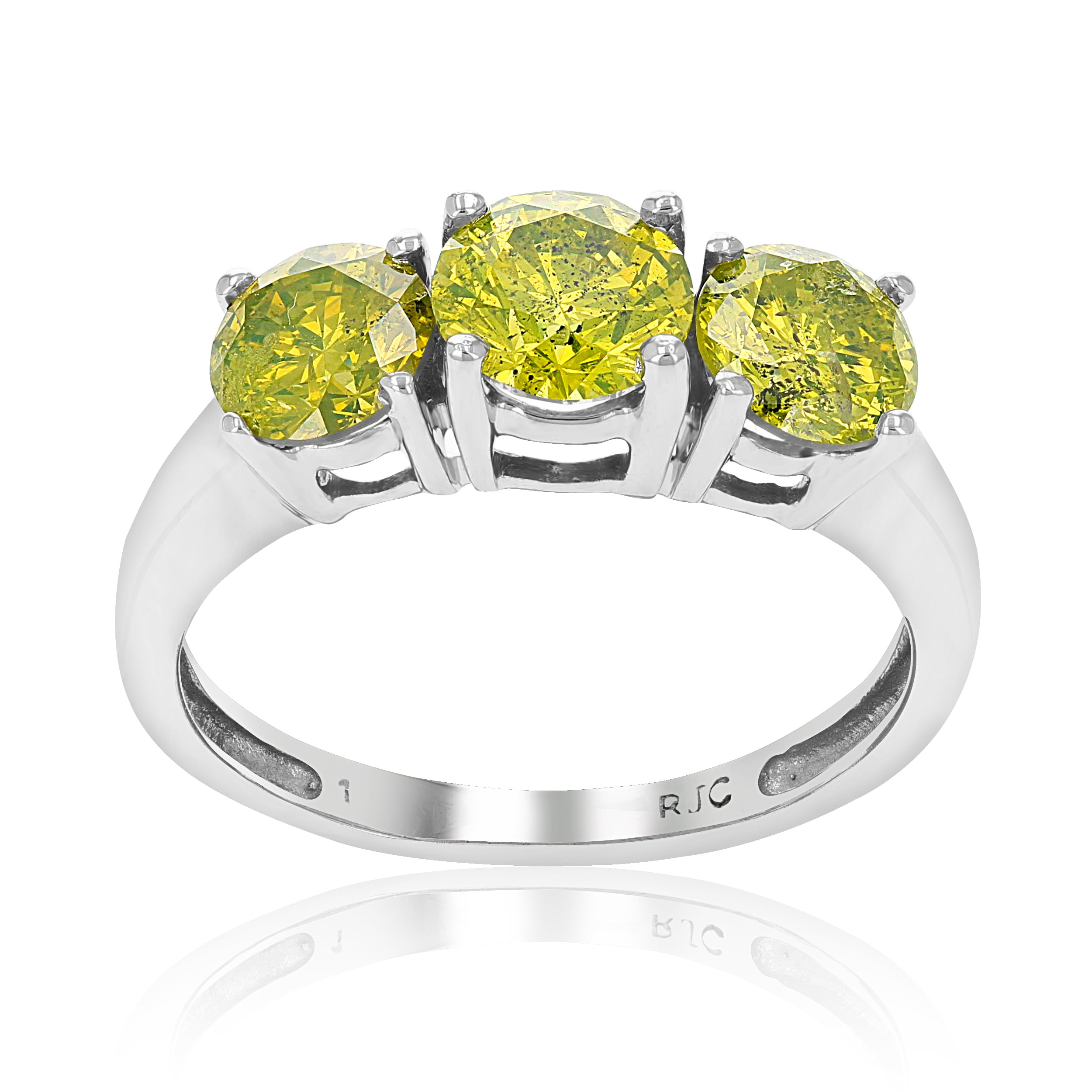 Vir Jewels 2 CTTW 3 Stone Round Yellow Diamond Engagement Ring 14K ...