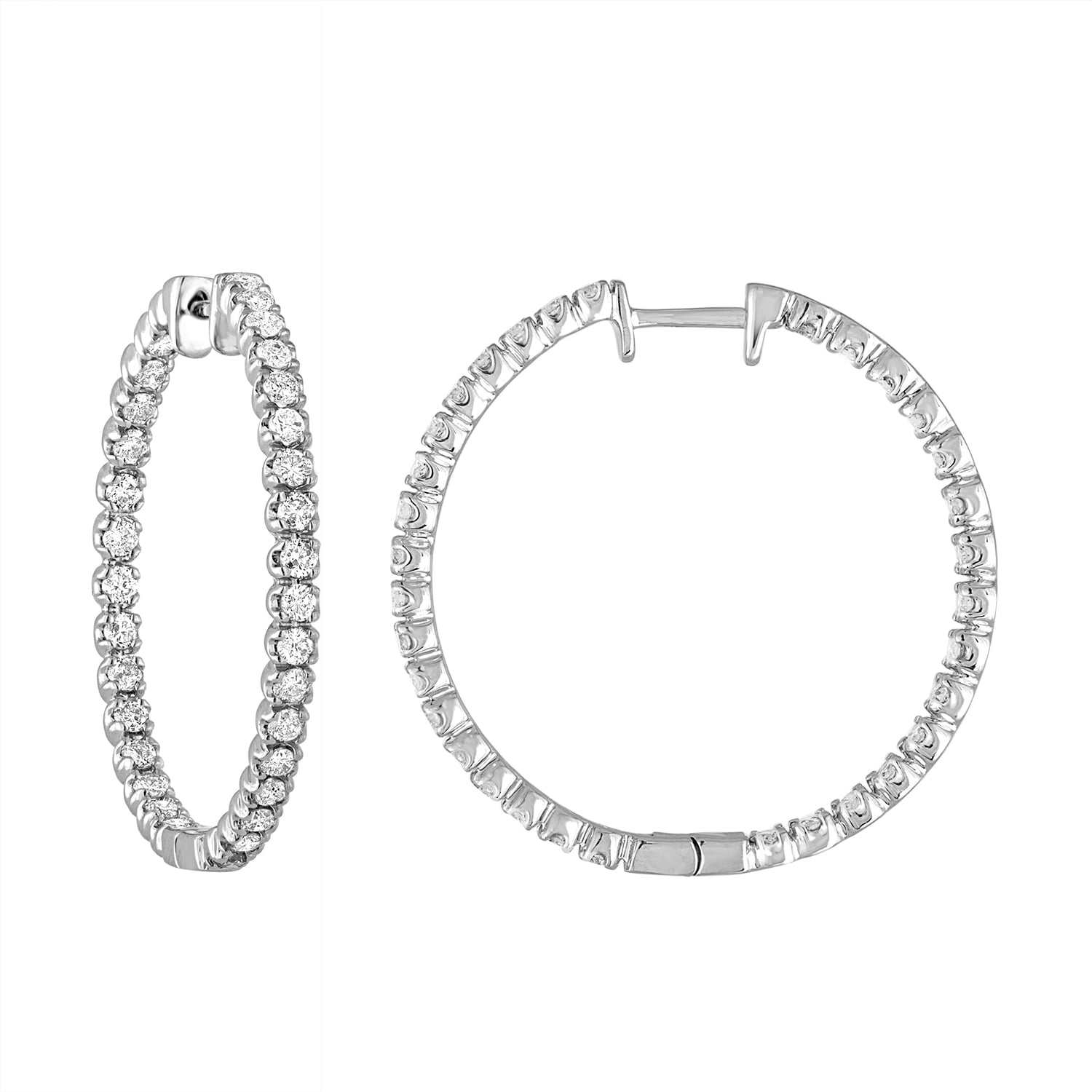 Vir Jewels 2 CTTW Lab Grown Diamond Hoops Earrings in 14K White Gold ...