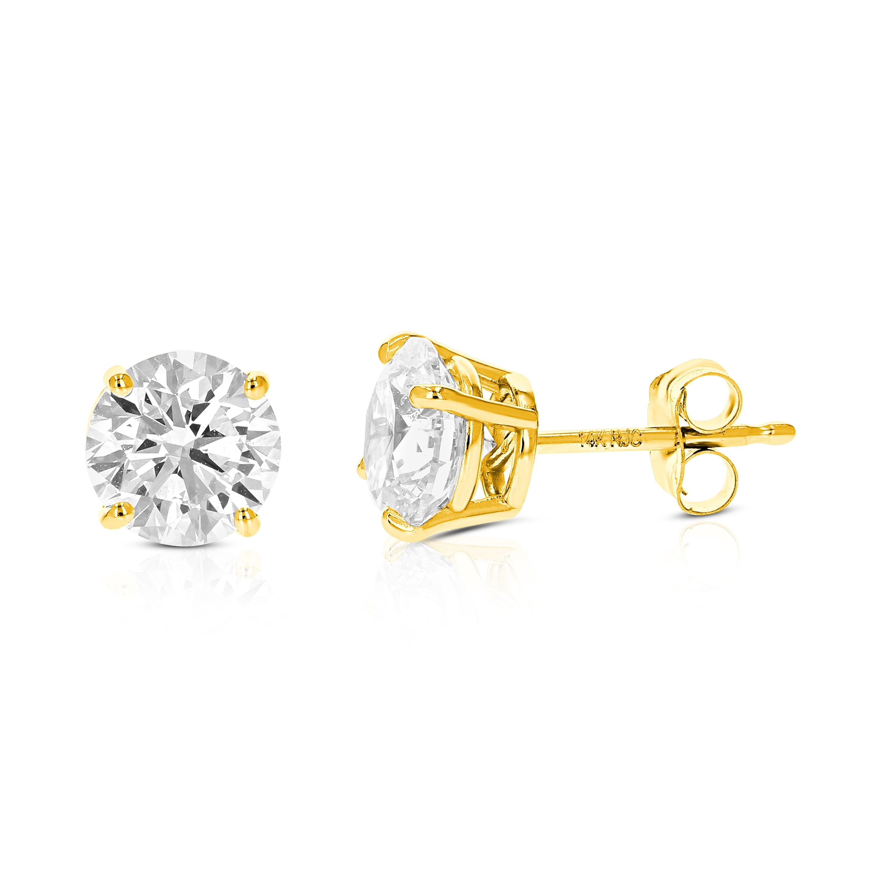 Vir Jewels 3.00 CTTW Lab Grown Diamond Stud Earrings 14K Yellow Gold ...