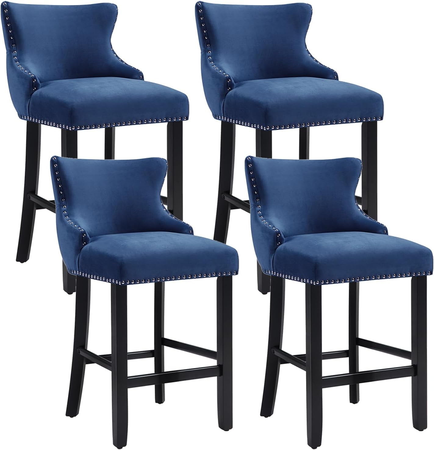 Virabit Counter Height Bar Stools Set of 2, 27" Velvet Bar Stools with ...