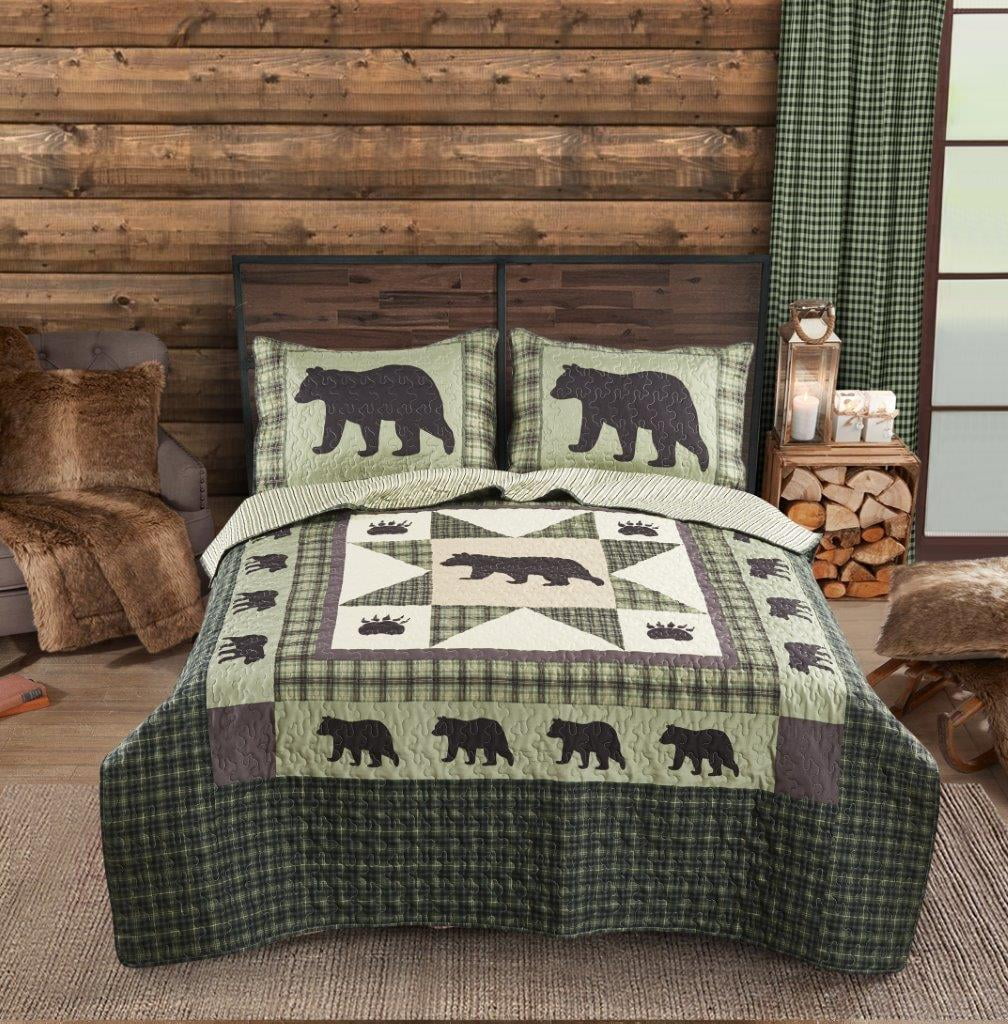 Virah Bella - Bear Star - Lightweight Reversible 3-Piece Lodge Quilt ...