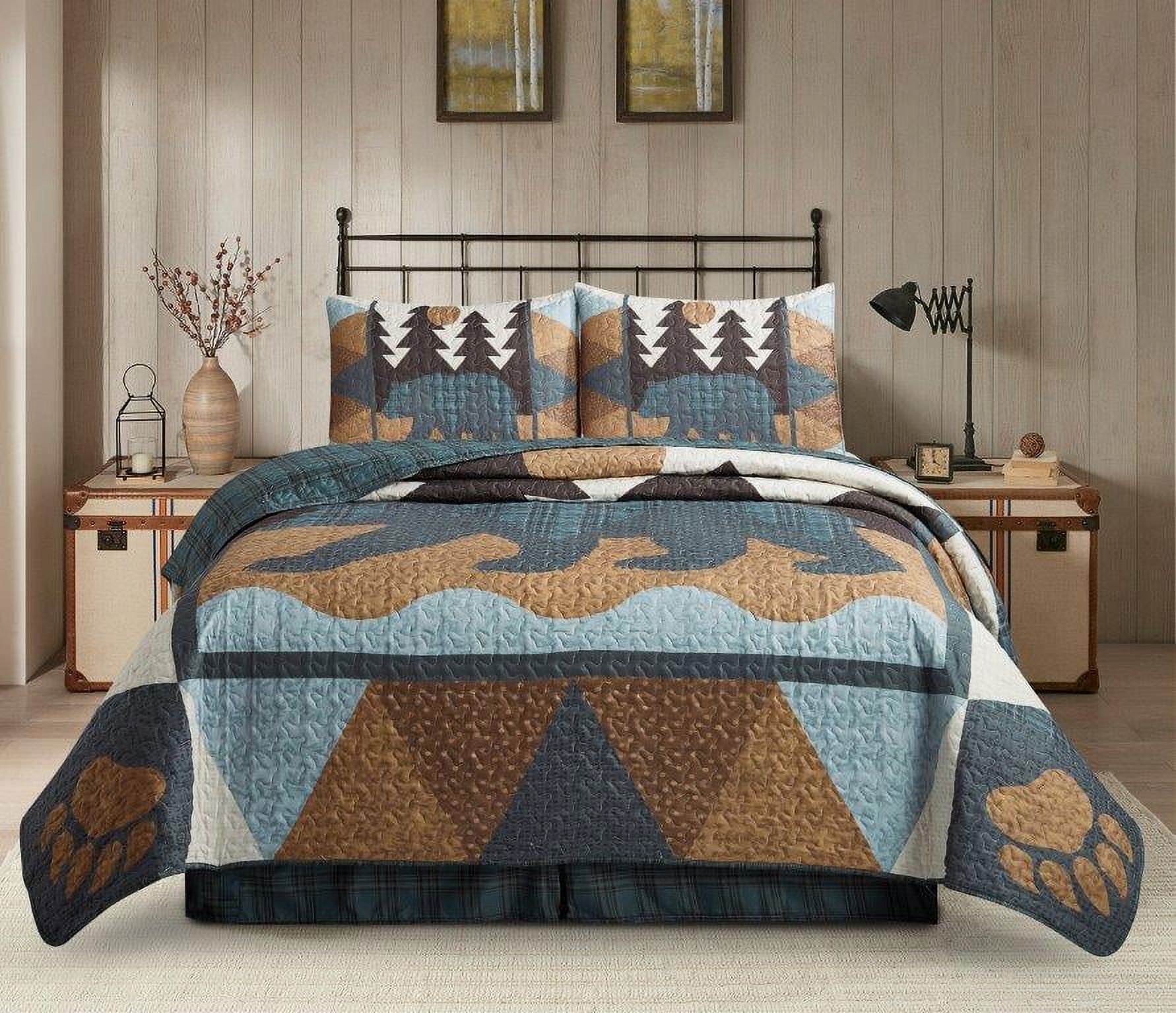 Virah Bella - Patchwork Bear - Lightweight Reversible 3-Piece Lodge ...