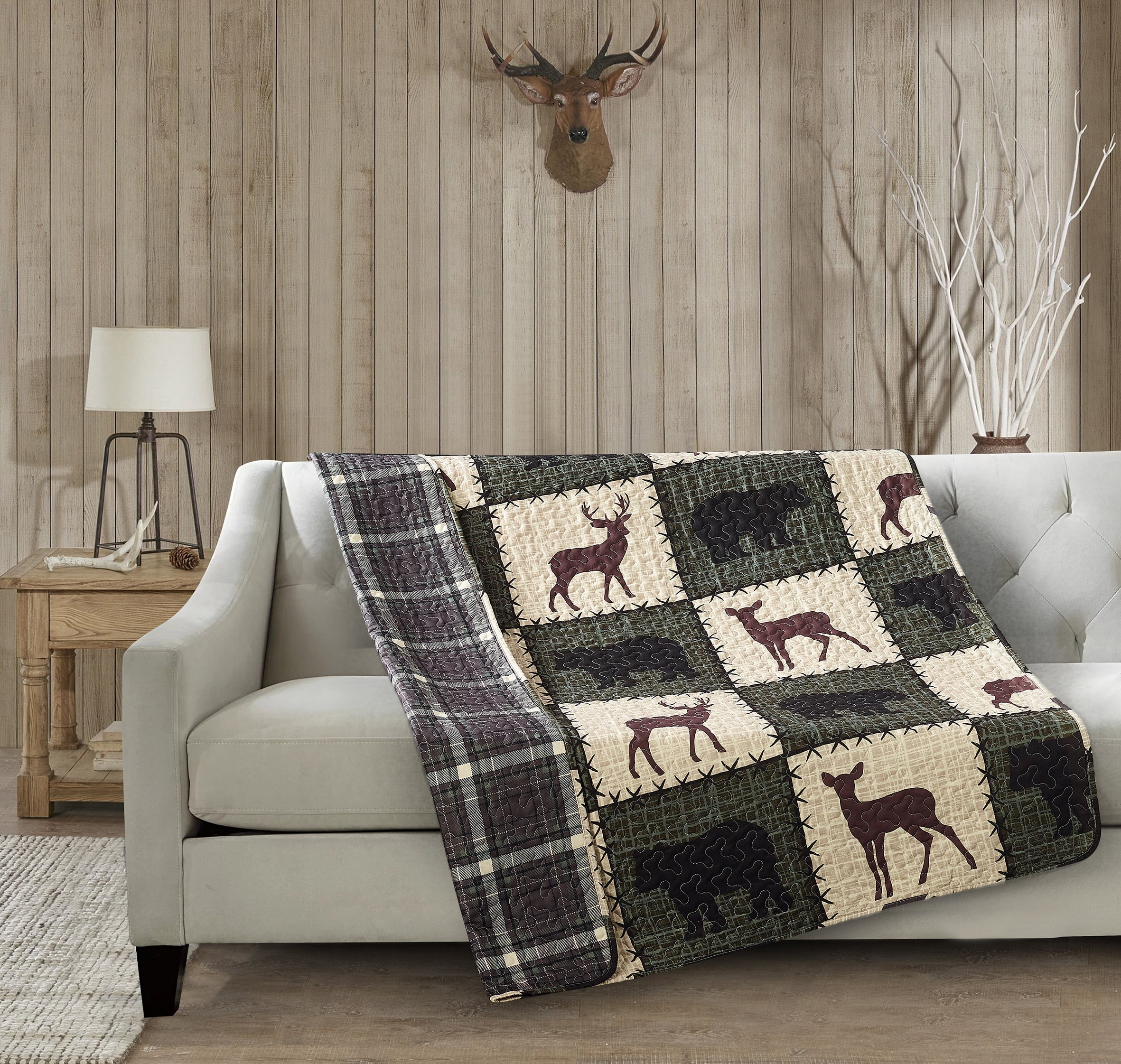 Virah Bella - Stitched Forest Verdant - Quilted Throw Blanket 50" x 60 ...