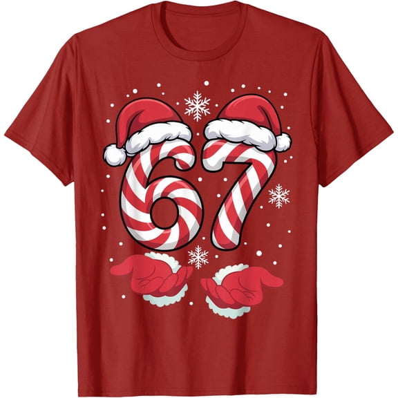 Funny Xmas Viral 67 Candy Canes New Funny Holiday T-Shirt - Walmart.com