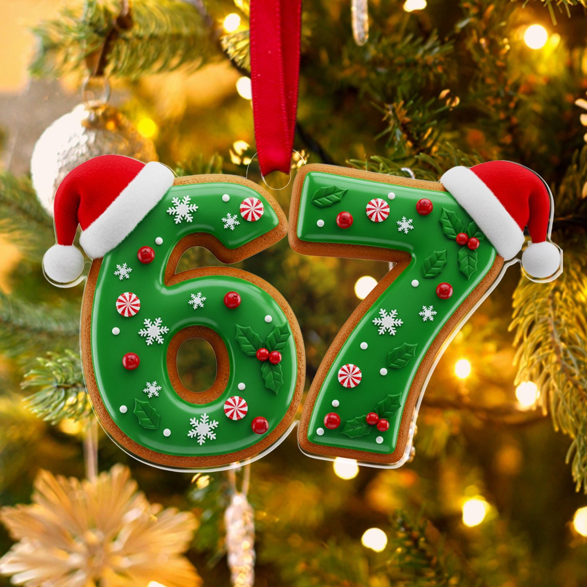 Viral Six Seven2D Flat Ornament 2025 + Funny Teen Meme + Grandkid Gift ...