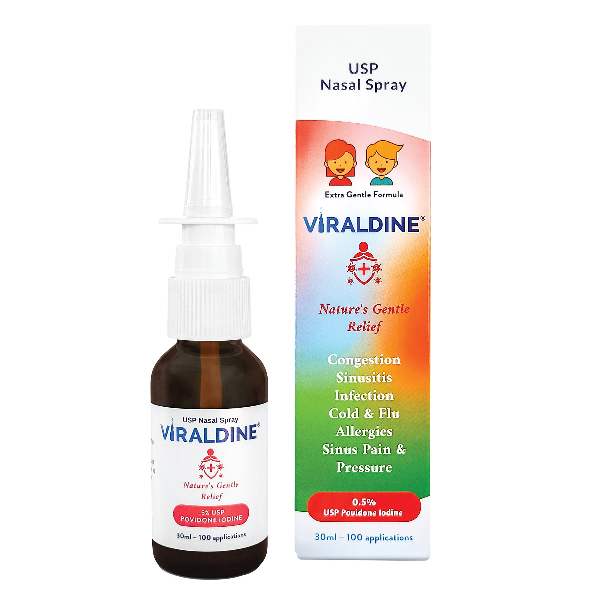 Viraldine .5% Povidone-Iodine Nasal Spray for Daily Congestion Relief ...