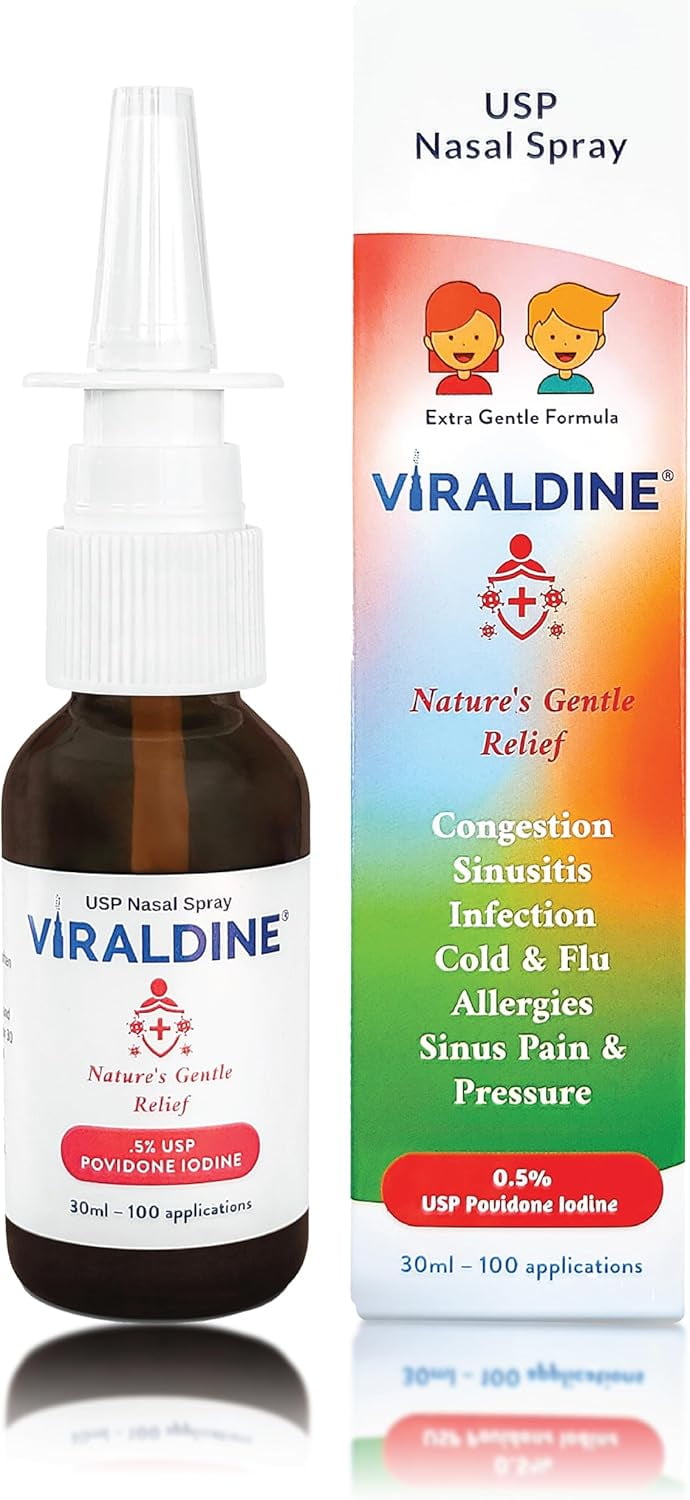 Viraldine .5% Povidone-Iodine Nasal Spray for Daily Congestion Relief ...