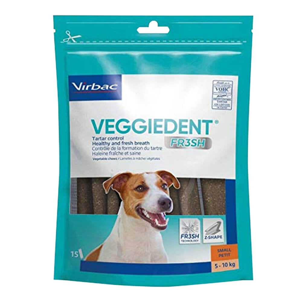 Virbac C.E.T. VeggieDent Fr3sh Dental Chews, Small Dogs, Plaque and ...