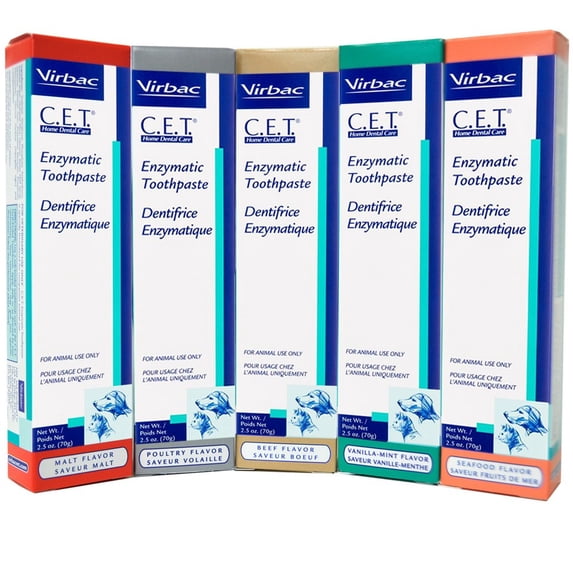 Virbac CET Enzymatic Toothpaste for Dogs & Cats, Plaque Inhibitor, 2.5 ...