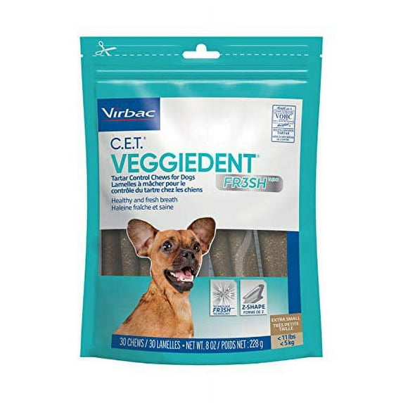 Virbac CET VEGGIEDENT FR3SH Tartar Control Chews for Dogs - Teeth ...