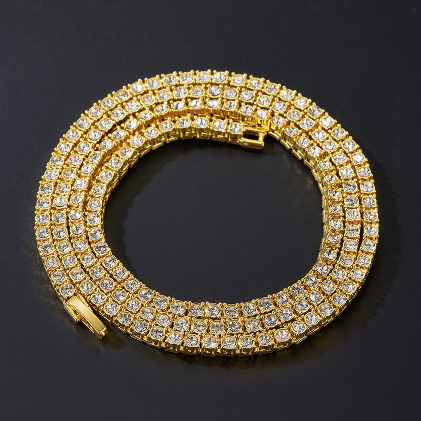 Vireellx Gold Silver Iced Out Diamond Tennis Chain Necklace for Men ...