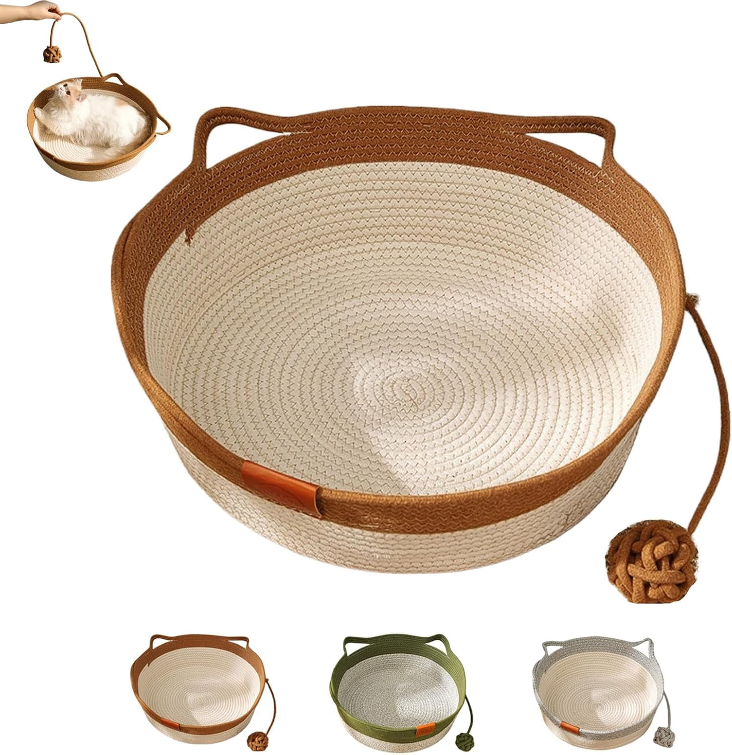Virela Woven Rope Cat Basket, Hand Woven Cats Bed, Cat Foldable ...