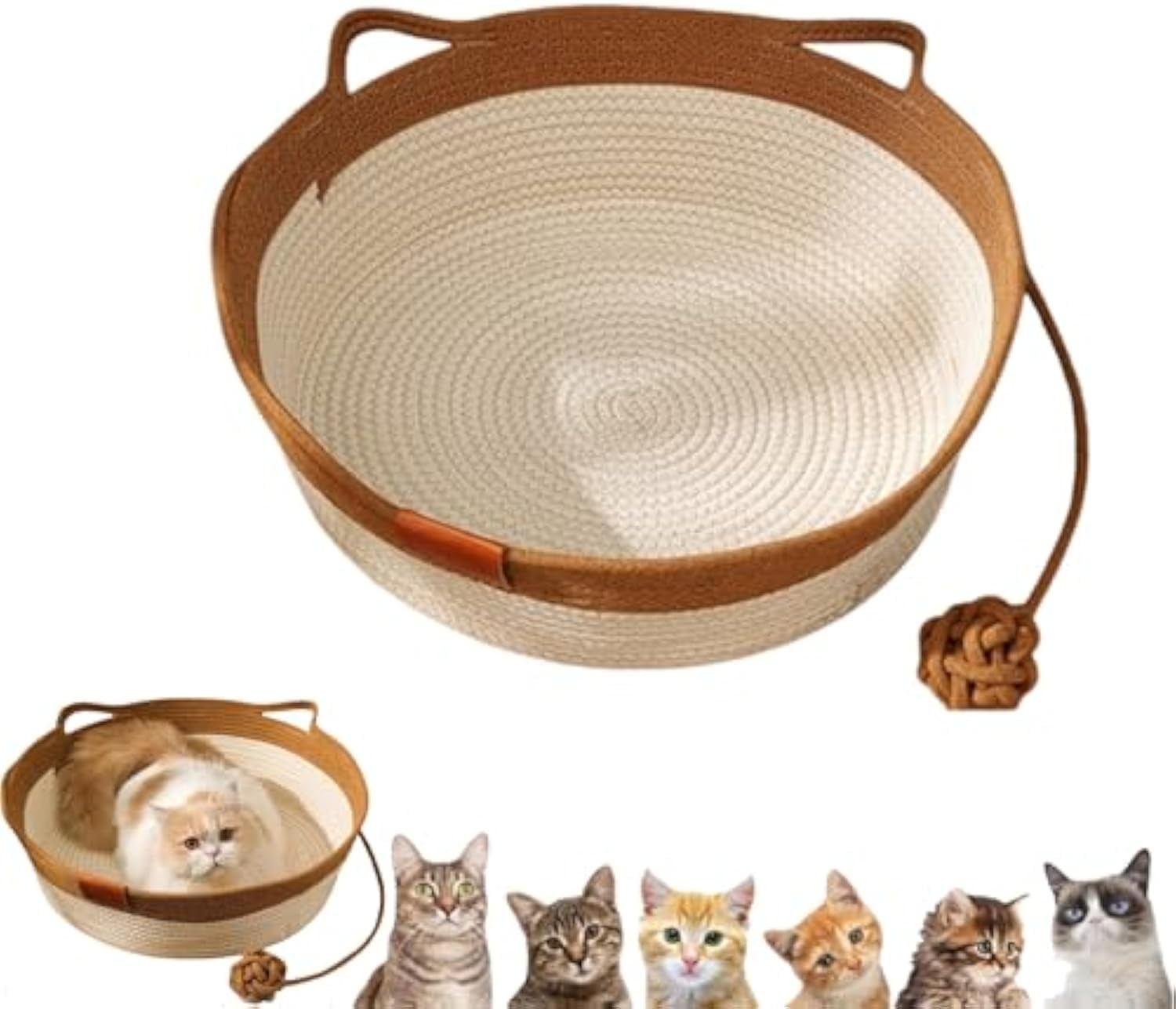 VirelaPets Woven Rope Cat Basket, Virelapets Hand Woven Rope Cat Bed ...