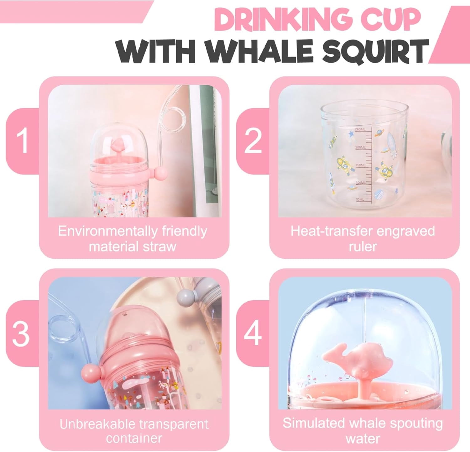 Virelaxpo 260ml Reusable Sippy Cup with Straw Leak Proof Water Bottle ...