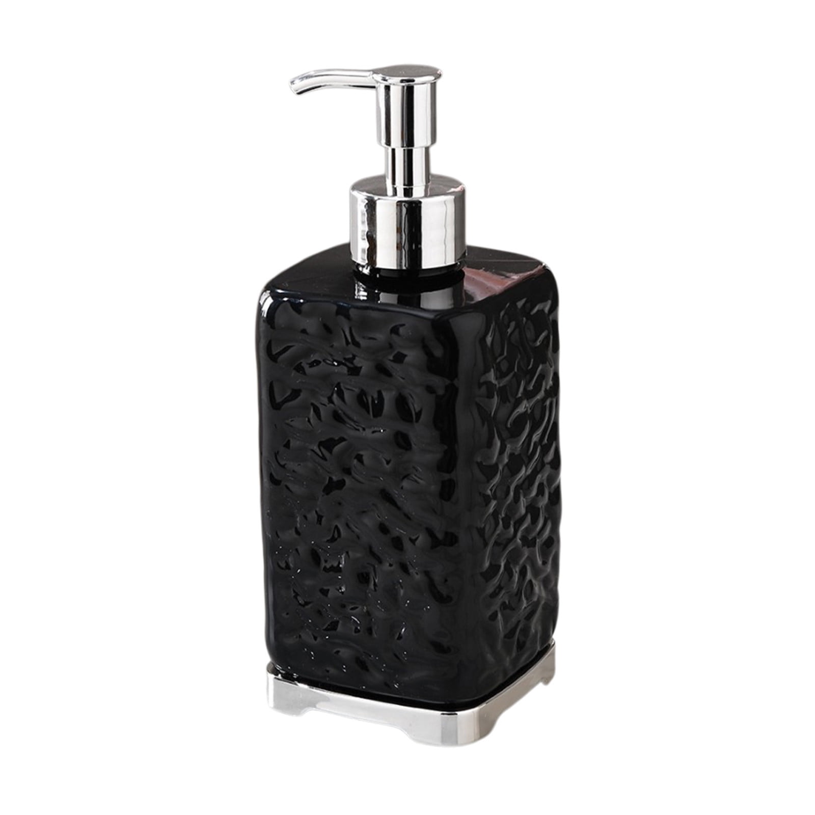 Virelaxpo 450ml Hand Soap Dispenser Bottle, Black Square Ripple Design Refillable Creative Soap ...