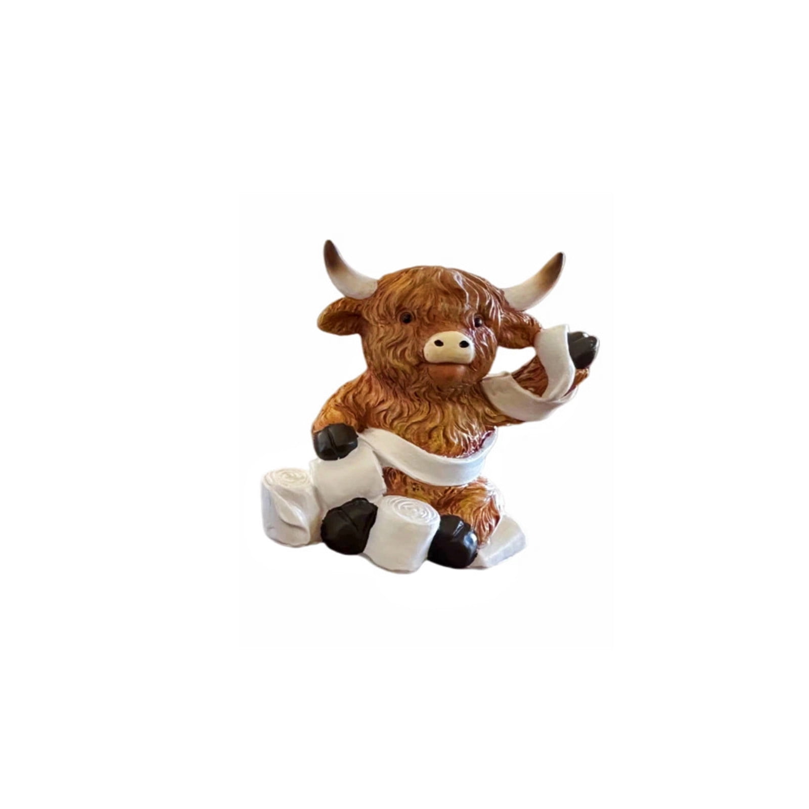 Virelaxpo Bull Shaped Bathroom Decor, Cute Highland Cow Resin Statue, 3 ...