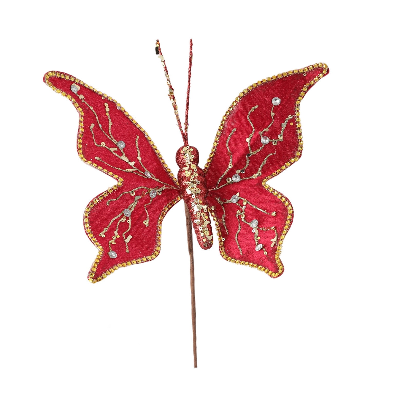 Virelaxpo Fabric Sequin Butterfly Christmas Tree Ornaments - Realistic ...