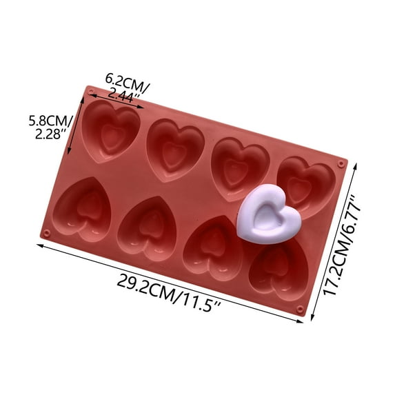 Virelaxpo Silicone Heart Mold 8 Cavity Tray for Making Chocolate Ice ...
