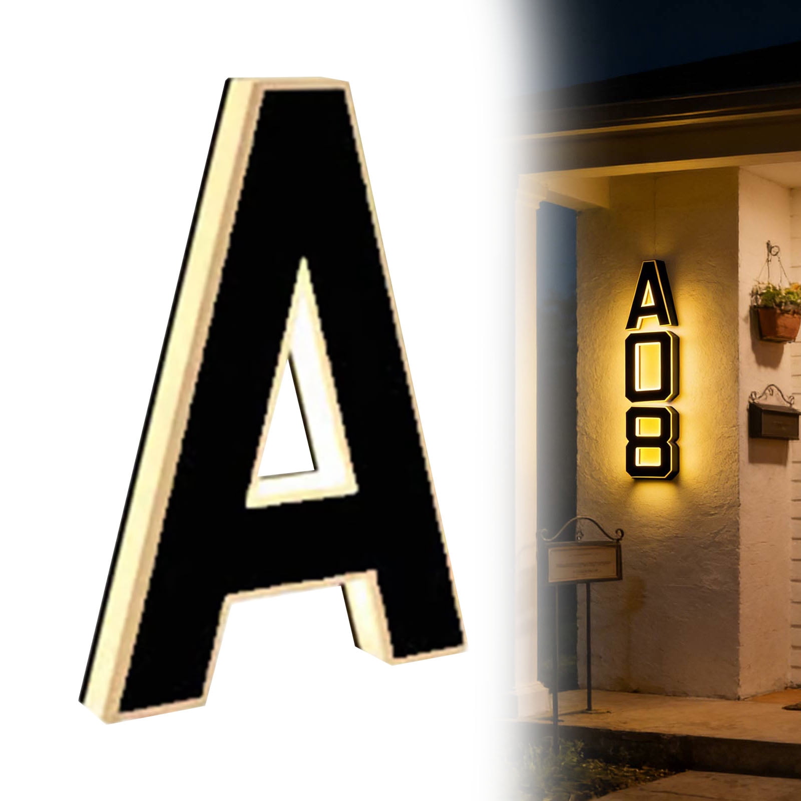 Virenlux 9 Inch Solar Lighted House Numbers Letters for Outside Solar ...