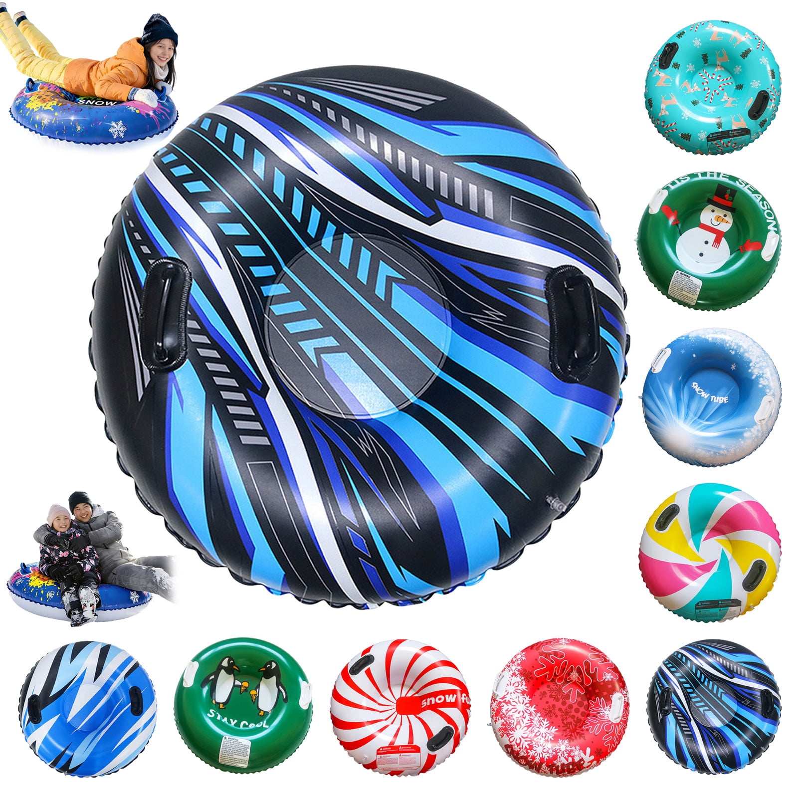 Virenlux Snow Tube for Family Inflatable Snow Sled Thickened Heavy Duty ...