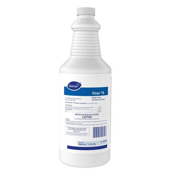Virex Tb Disinfectant Cleaner, Lemon Scent, Liquid, 32 Oz Bottle, 12 ...