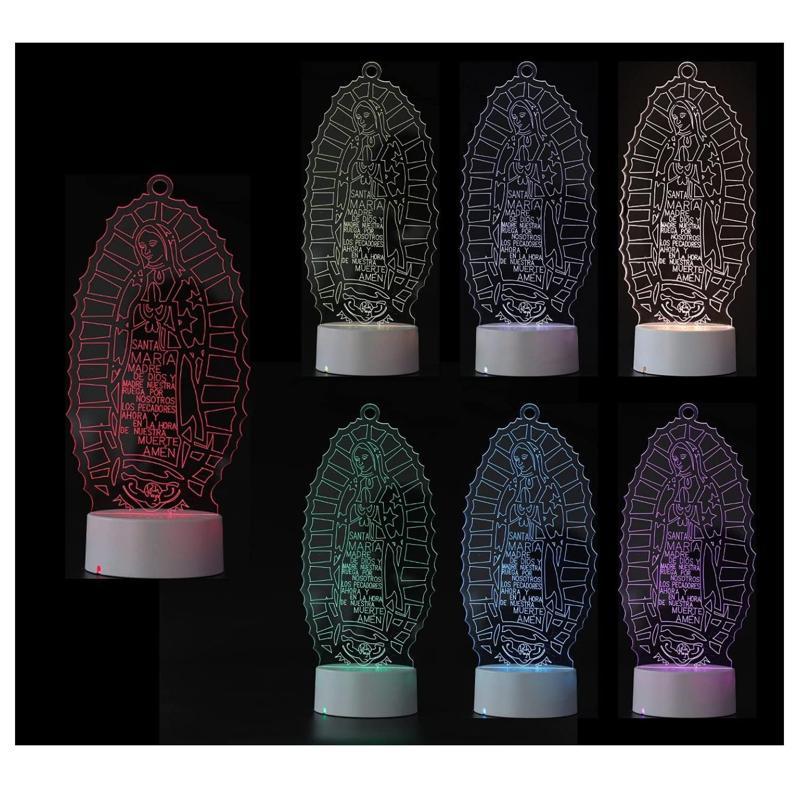 Virgen De Guadalupe LED Multi Color Light Cutout Baptism Centerpiece ...