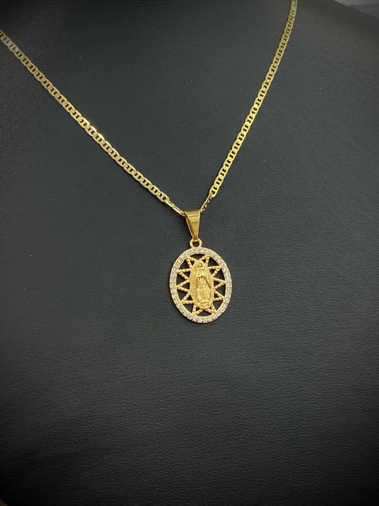 Virgen De Guadalupe Necklace Mariner Chain Virgin Mary Charm Babies Kid ...