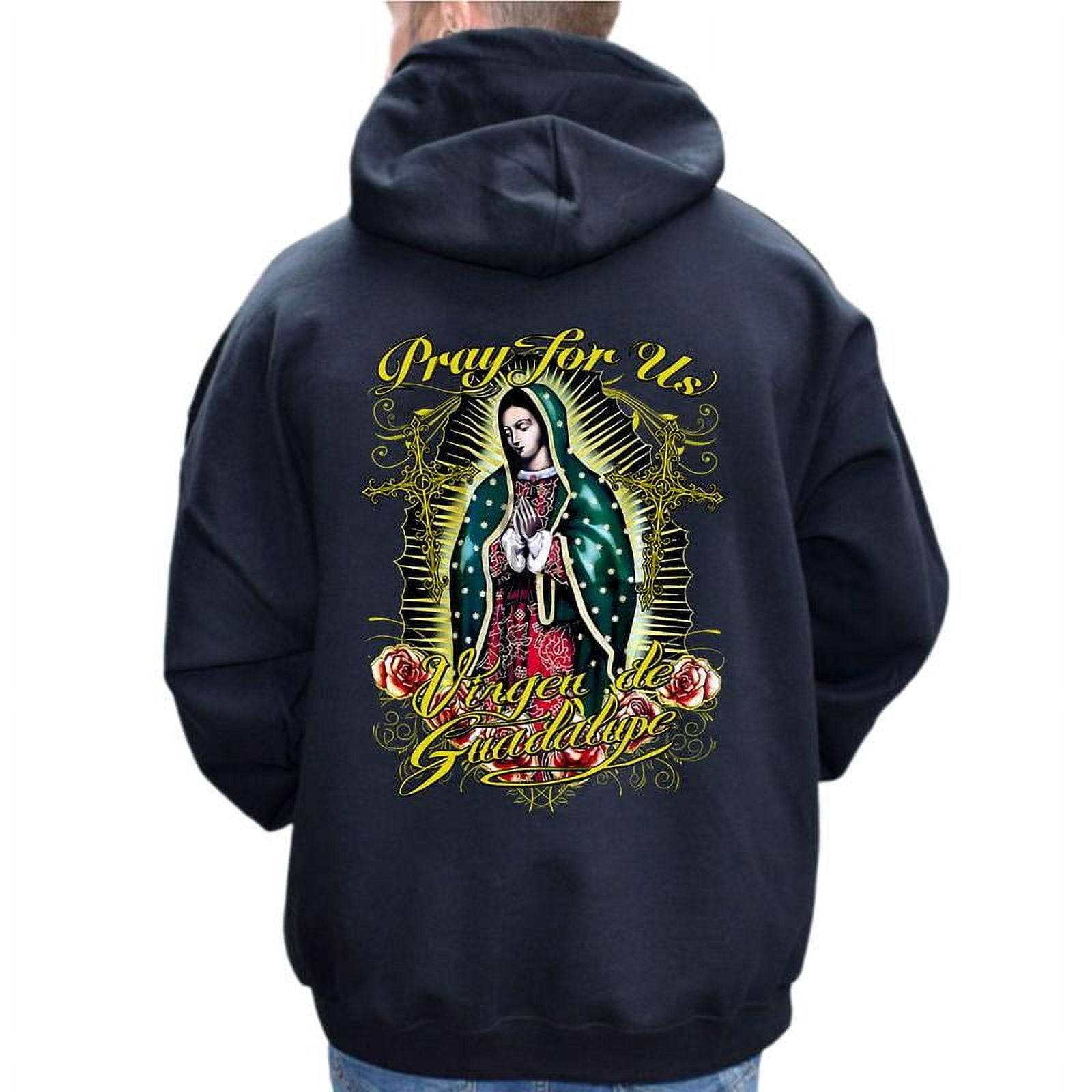 Virgen De Guadalupe Pray Us Virgin Mary Rose Flower Cross Back Side ...