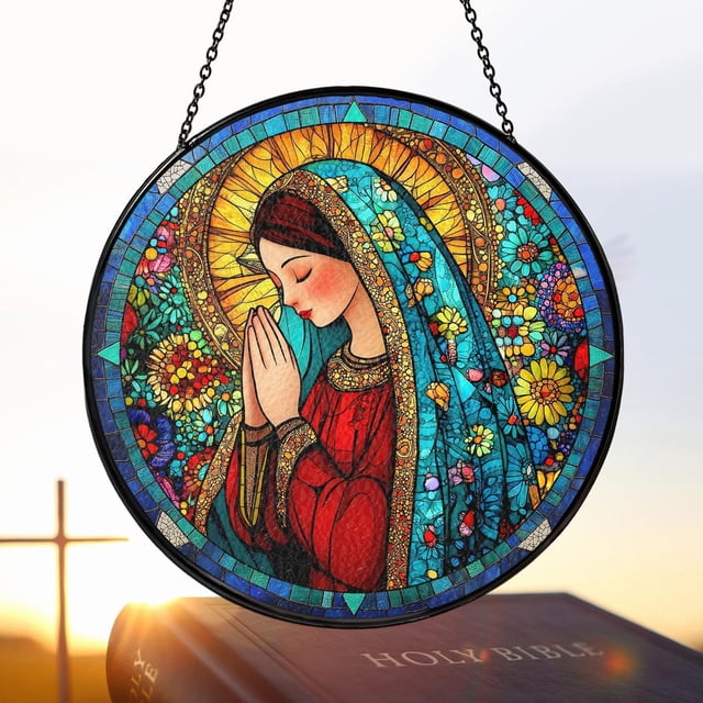 Virgen De Guadalupe Stained Glass Window Hanging, Religious Christian ...