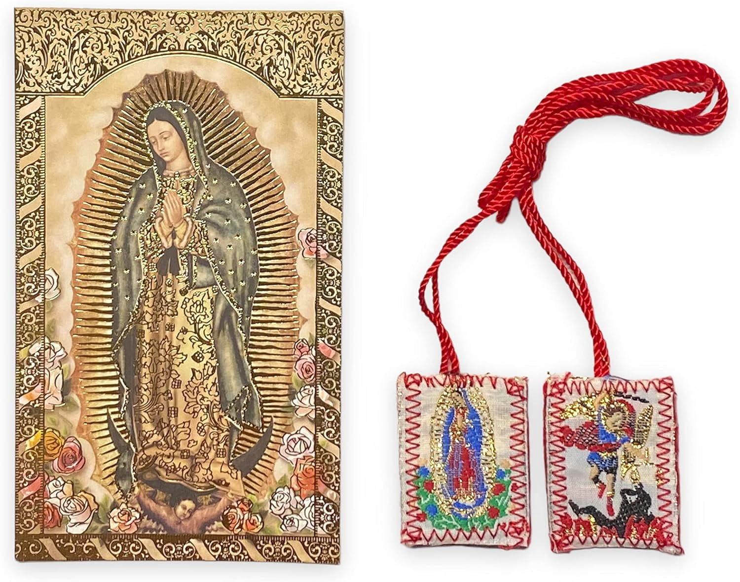 Virgen de Guadalupe Tarjeta de Oracion con Escapulario Our Lady of ...
